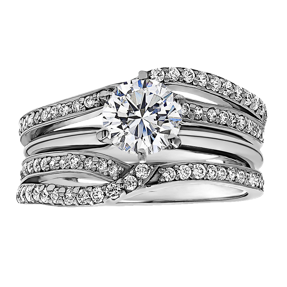 14K White Gold Solitaire Ring Guard/Enhancer - RG165TT-G