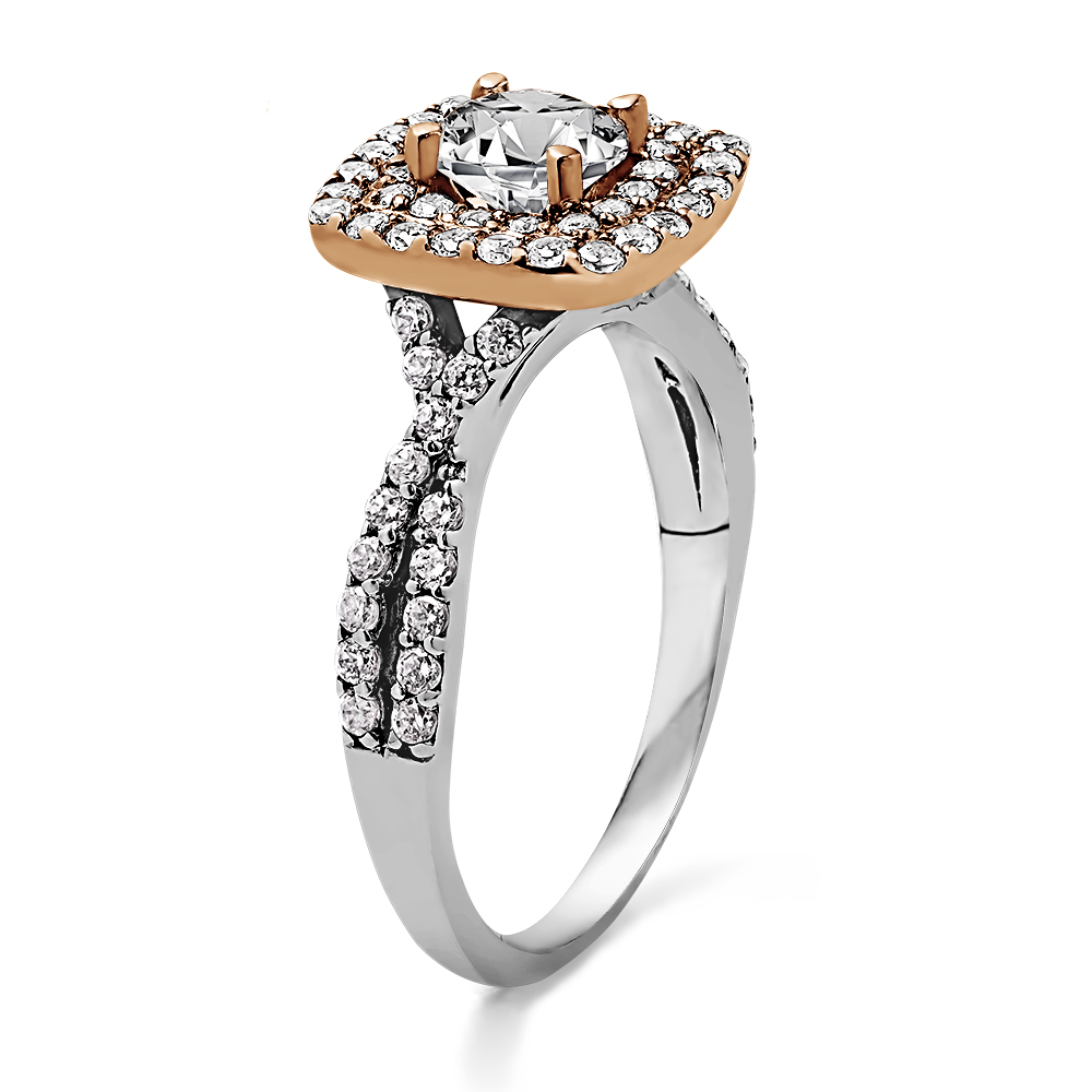 14K White Gold Round Cut Diamond Double Halo Infinity Engagement Ring ...